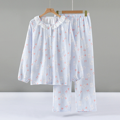 2025新款纯棉双层纱睡衣女