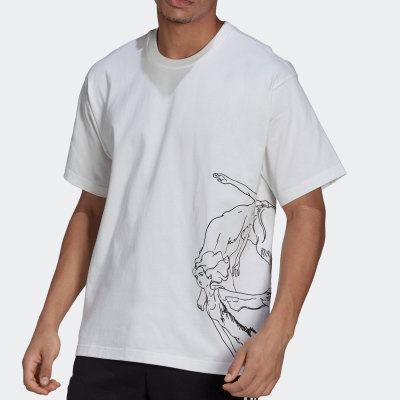 Adidas/阿迪达斯正品 三叶草白描风休闲运动男子短袖T恤HA4695