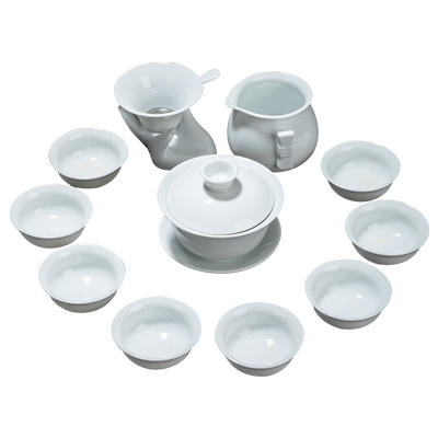 高白瓷功夫茶具套装中式家用泡茶