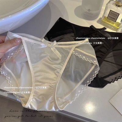 Gooogood Underwear日系纯欲风性感蕾丝内裤女蝴蝶结透明网纱夏季