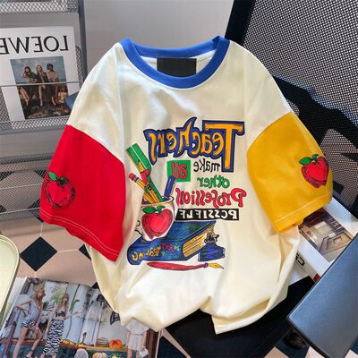 纯棉正肩短袖t恤女夏设计感小众