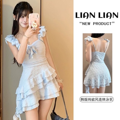 2025年新款带钢托泳衣女连体裙式