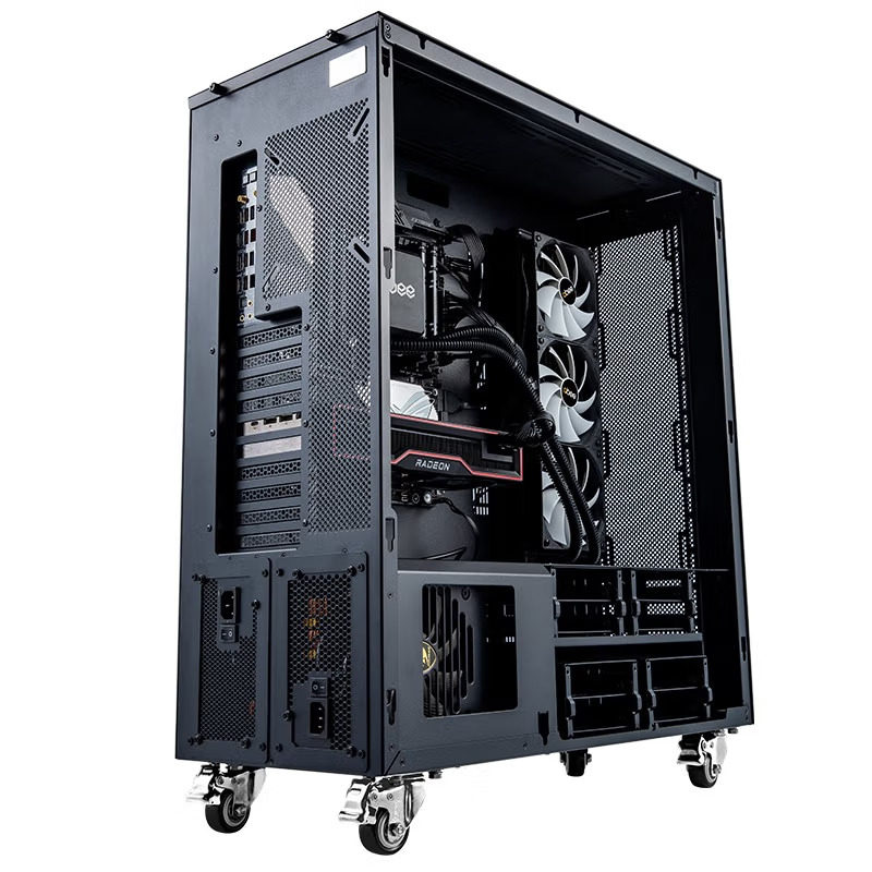 abee Designer C990H黑全塔电脑机箱EEB主板/双电源仓/全铝机壳_虎窝淘