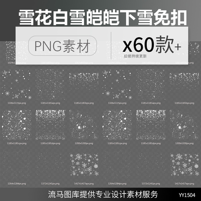 60款各种冬天雪花下雪白雪皑皑大雪纷飞元素创意png免扣设计素材