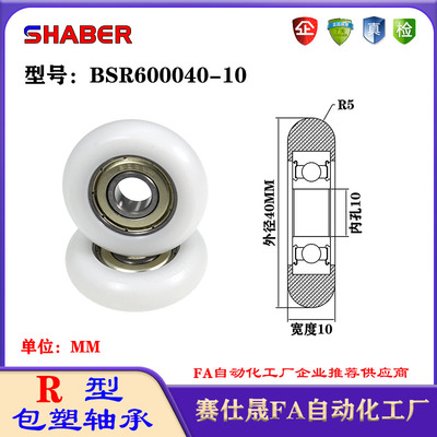 赛仕晟R型包塑轴承BSR600040-10外球面塑料滑轮滚轮导向轮尼龙轮