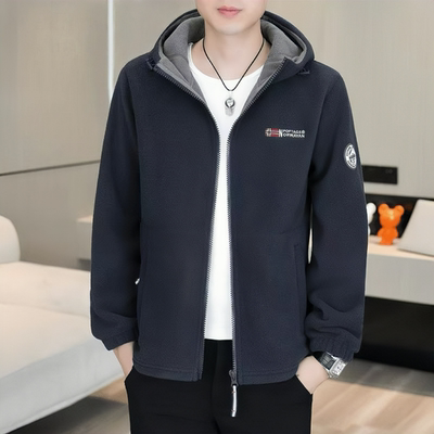 秋冬摇粒绒立领夹克外套男新款加厚抓绒衣特厚大码保暖冬季夹克