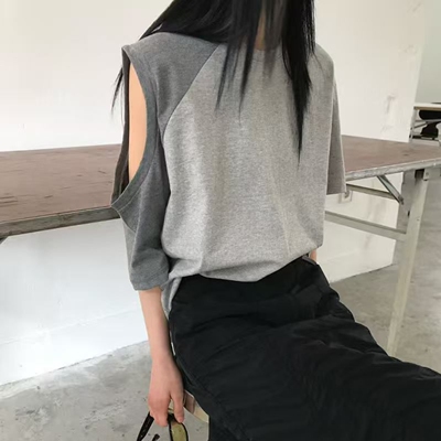 短袖时尚休闲韩国代购露肩T恤女