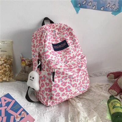 FadKaran书包双肩包豹纹背包学生