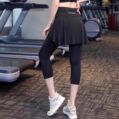 运动短裤女速干假两件裙裤大码