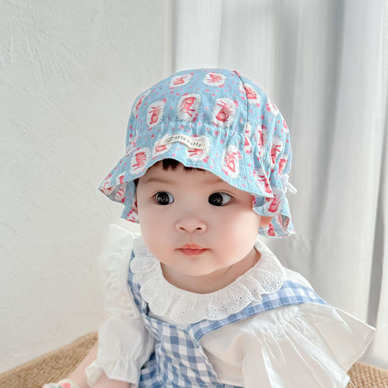 2025夏季婴儿帽子男女儿童宝宝渔夫帽防晒全棉新生儿盆帽A类 透气
