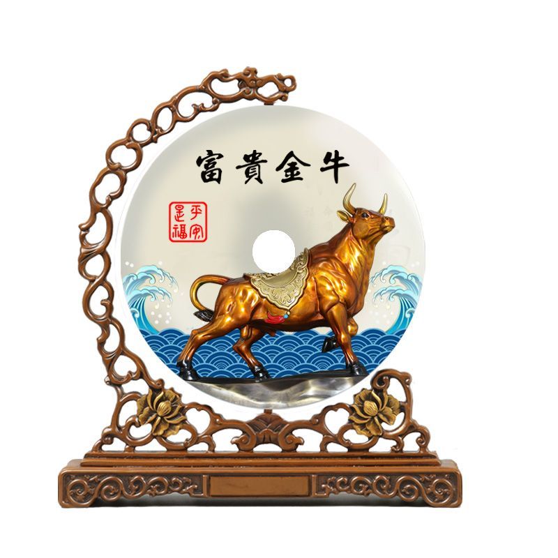 玉石平安扣电视柜玄关客厅办公室酒柜家居乔迁工艺品装饰品摆件