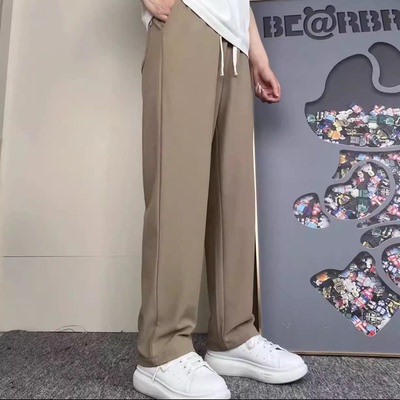 【妮娅专享】夏季情侣款垂感直筒运动百搭休闲裤9807