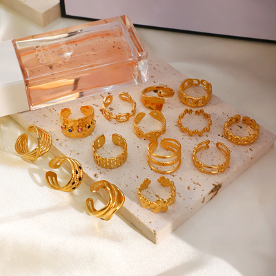 Cheap Stainless Steel Jewelry Rings Set For Women 18k Gold