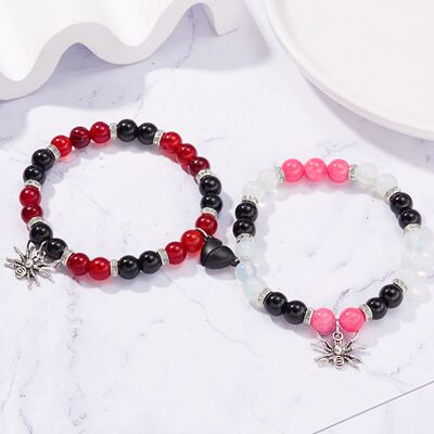 2Pcs Halloween Spider Bracelet For Women Men Magnetic Heart