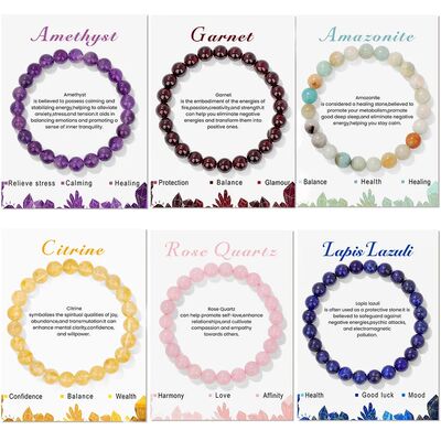Healing Crystal Stone Bracelets With Card Natural Amethysts