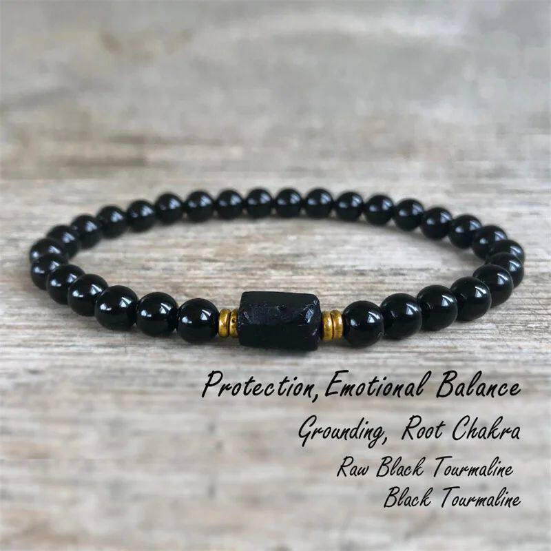 Raw Black Tourmaline Black Tourmaline bracelet, 6mm wrist