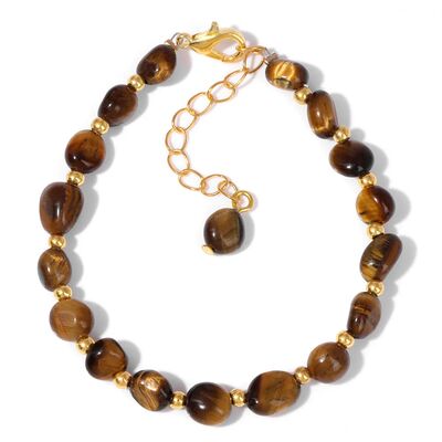 Tiger Eye Beaded Chain Bracelet Natural Stone Lapis Lazuli