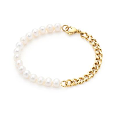 Luxury Half Natural Freshwater Bracelets Pearl Half Charm