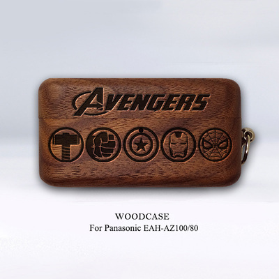 新款适用松下EAH-AZ100可爱女生蓝牙耳机木质保护壳木质耳机壳Technics抗压硬壳盒卡通动漫定制图案AZ80