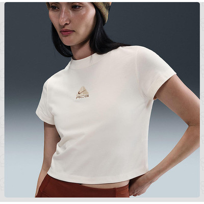 Nike耐克ACG短袖女夏新款刺绣高腰短款修身运动T恤HM6085-110