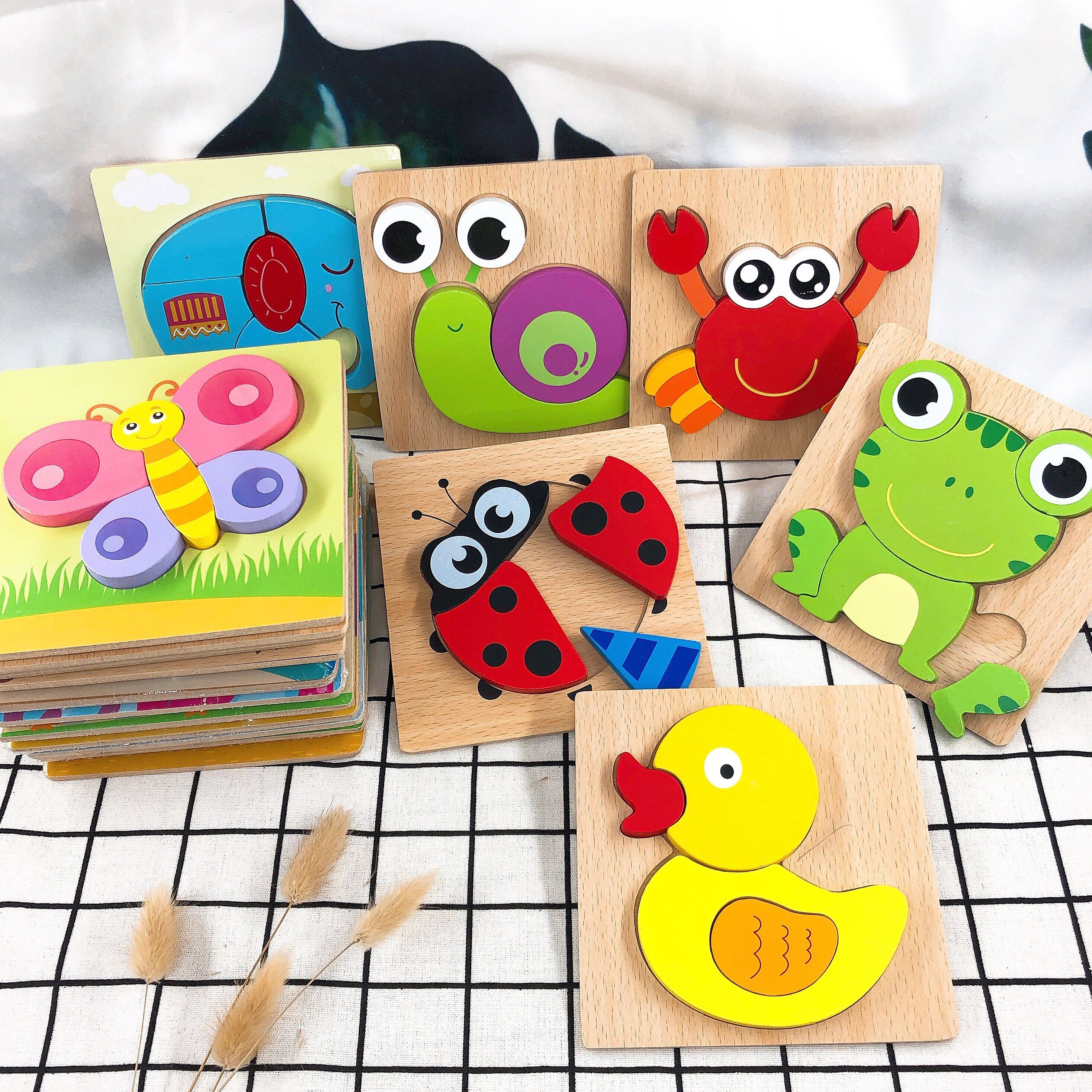3D立体木质拼图婴幼儿早教益智动物拼板儿童宝宝1-2-3岁积木玩具