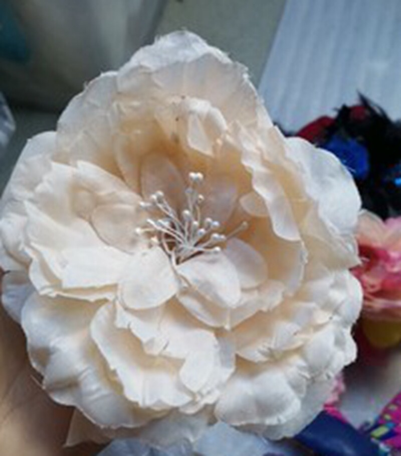 外贸贵妃牡丹仿真花璎珞丝绒芙蓉牡丹插花头饰胸花草帽搭配花朵