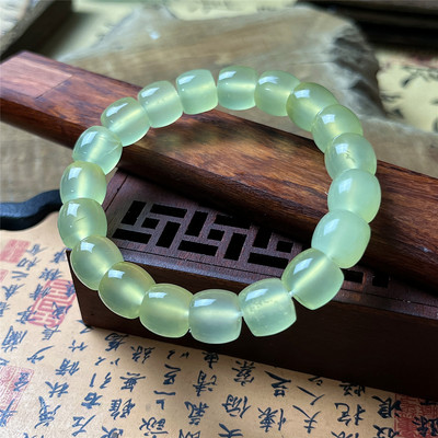 天然岫玉辽阳料手串桶珠男女款