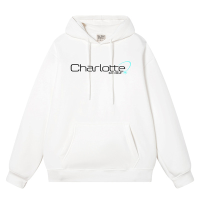 秀洛key社Charlotte友利奈绪联名周边秋冬加绒连帽卫衣