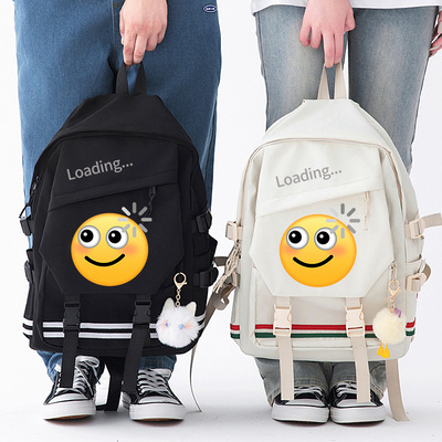 秀洛加载中恶搞Loading吃惊搞笑表情包书包学生双肩包男双肩背包