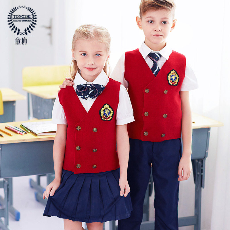 新款幼儿园园服英伦风套装背心校服小学生学院风春季演出服