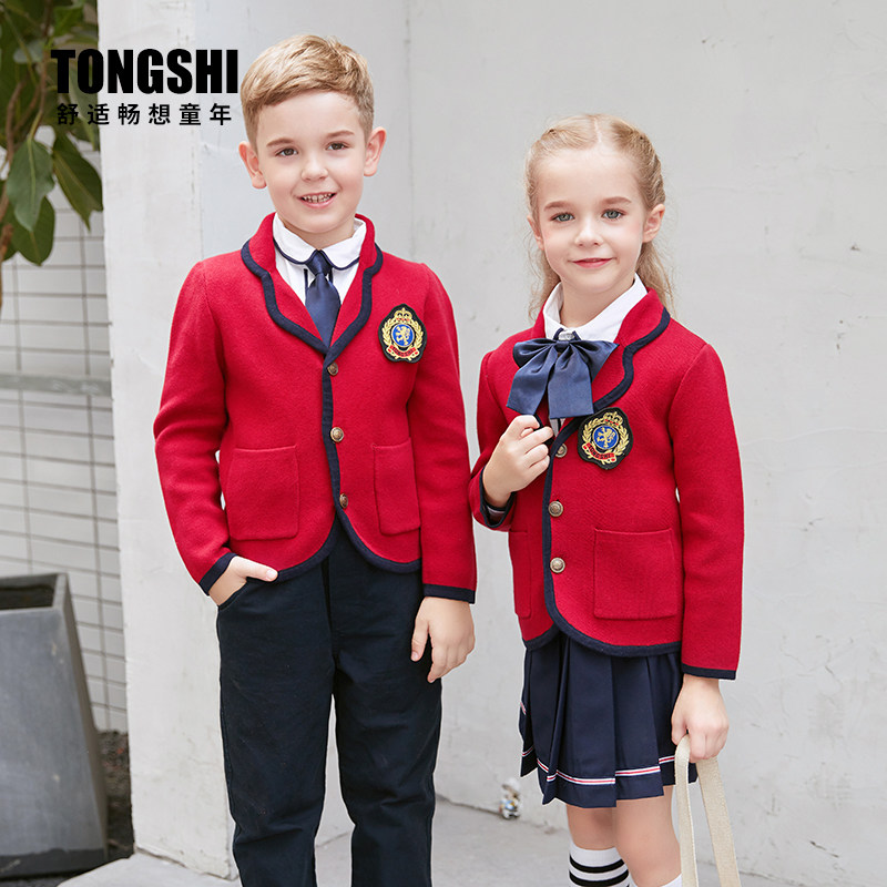 英伦风秋冬幼儿园服中小学生班服学院针织校服套装儿童演出服