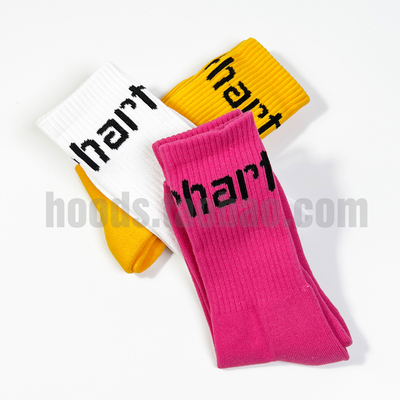 纯色字母袜子中筒纯棉