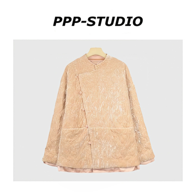 『PP-STUDIO』冬季xin新款时尚百搭宽松设计款斜襟外套*20253444