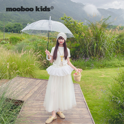 墨宝童装 MoobooKids_白色软纱纱裙半裙+软绵绵网纱上衣