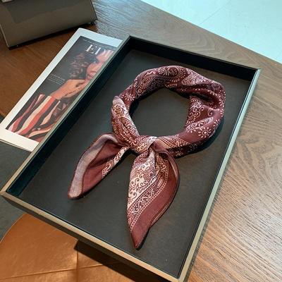 出口韩国原单棉麻安哥拉红腰果花文艺丝巾小方巾秋冬保暖护颈围巾