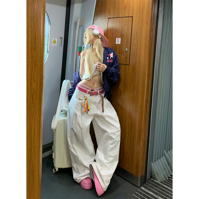 JMJ 美式复古简约基础款纯色阔腿休闲裤男女百搭垂感直筒拖地裤