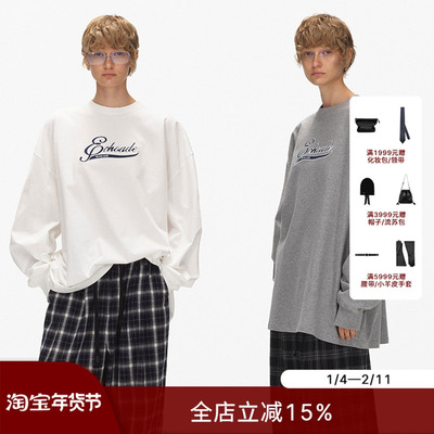 ECHOADE小圆领设计宽松长袖T恤