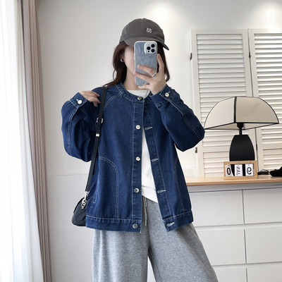 长袖外套大码宽松慵懒风牛仔衣女