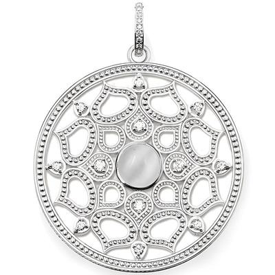 莲花圆牌吊坠挂坠子托马斯萨博个性时尚首饰品925银坠饰转运礼物