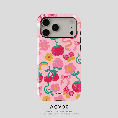 Acvoo樱桃粉色桃子可爱蝴蝶结iPhone17Promax保护15适用于苹果14手机壳13防摔壳12不褪色11环保可水洗全包