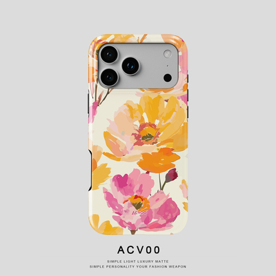 iPhone水彩花卉防摔二合一保护壳