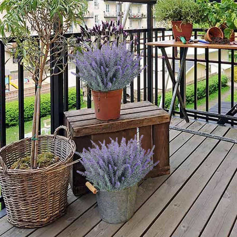 仿真薰衣草绿植仿真花栅栏装饰花紫色塑料餐桌花摆件隔断装饰假花
