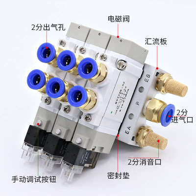 SMC型电磁气动阀sy7120-5lzd/5dzd/5dz-02电电磁阀气缸阀控制阀组