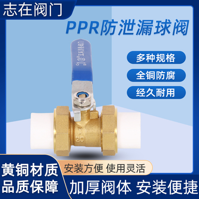 PPR双活接铜球阀热熔管阀门20 25 32 4分 6分1寸双头活接球阀