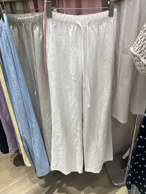 WINMORE正品夏季时尚新品直筒亚麻长裤时尚简约气质休闲麻裤85026