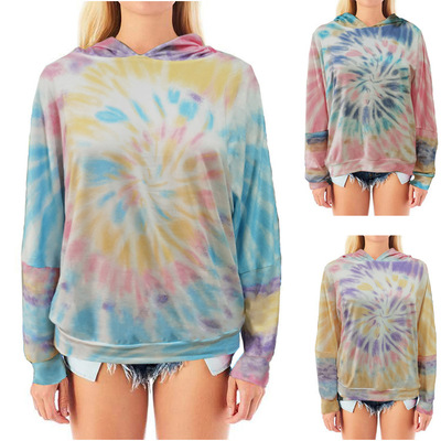 2021 new women's new tops gradient tie-dye sweater