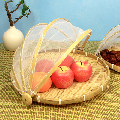 手工制作竹编菜罩收纳篮防虫罩子