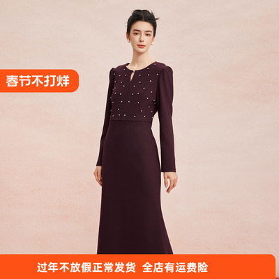 斯尔丽2026春季新款修身显瘦宴会约会着装奢华低调礼服连衣裙