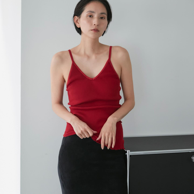 日本Kunth Marf×Palm联名限定款 针织带胸垫内搭露背v领吊带背心