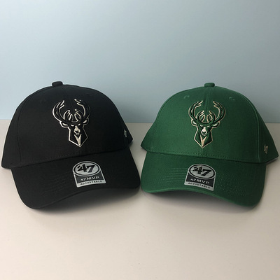 Bucks雄鹿篮球队帽子春夏防晒遮阳棒球帽男女运动字母哥鸭舌帽子